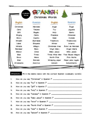 Spanish Study/Office Items Vocabulary Word List Column Worksheet | Made ...