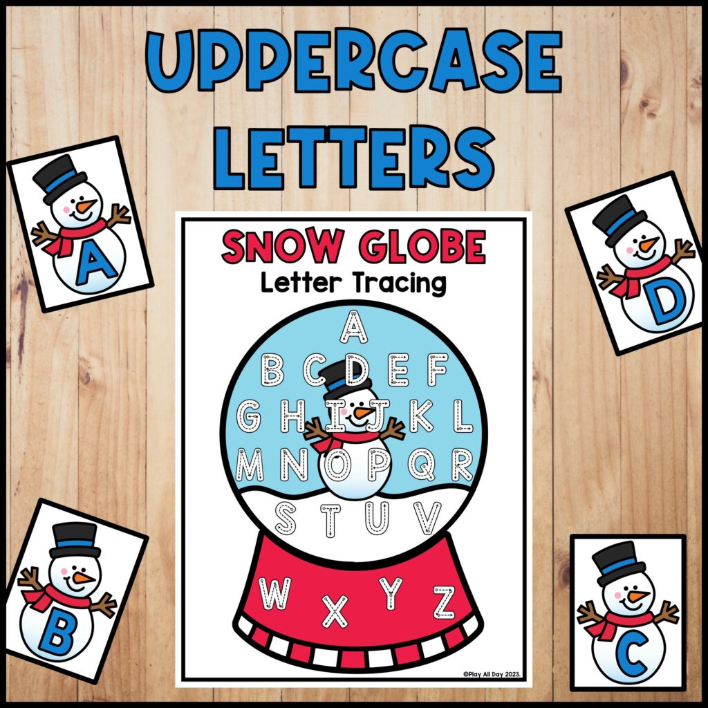 Snow Globe Alphabet | Winter Letter Matching and Tracing Activity ...