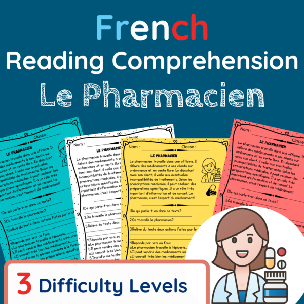 Le Pharmacien. French Reading Comprehension Activity For Beginners ...