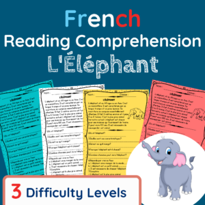 L'Éléphant. French Reading Comprehension Activity For Beginners. Les ...