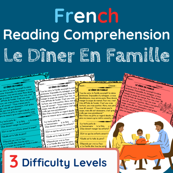 Le Dîner en Famille. French Reading Comprehension Activity For ...