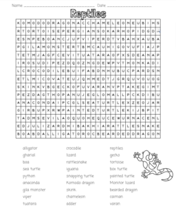 Reptiles Word Search | Made By Teachers