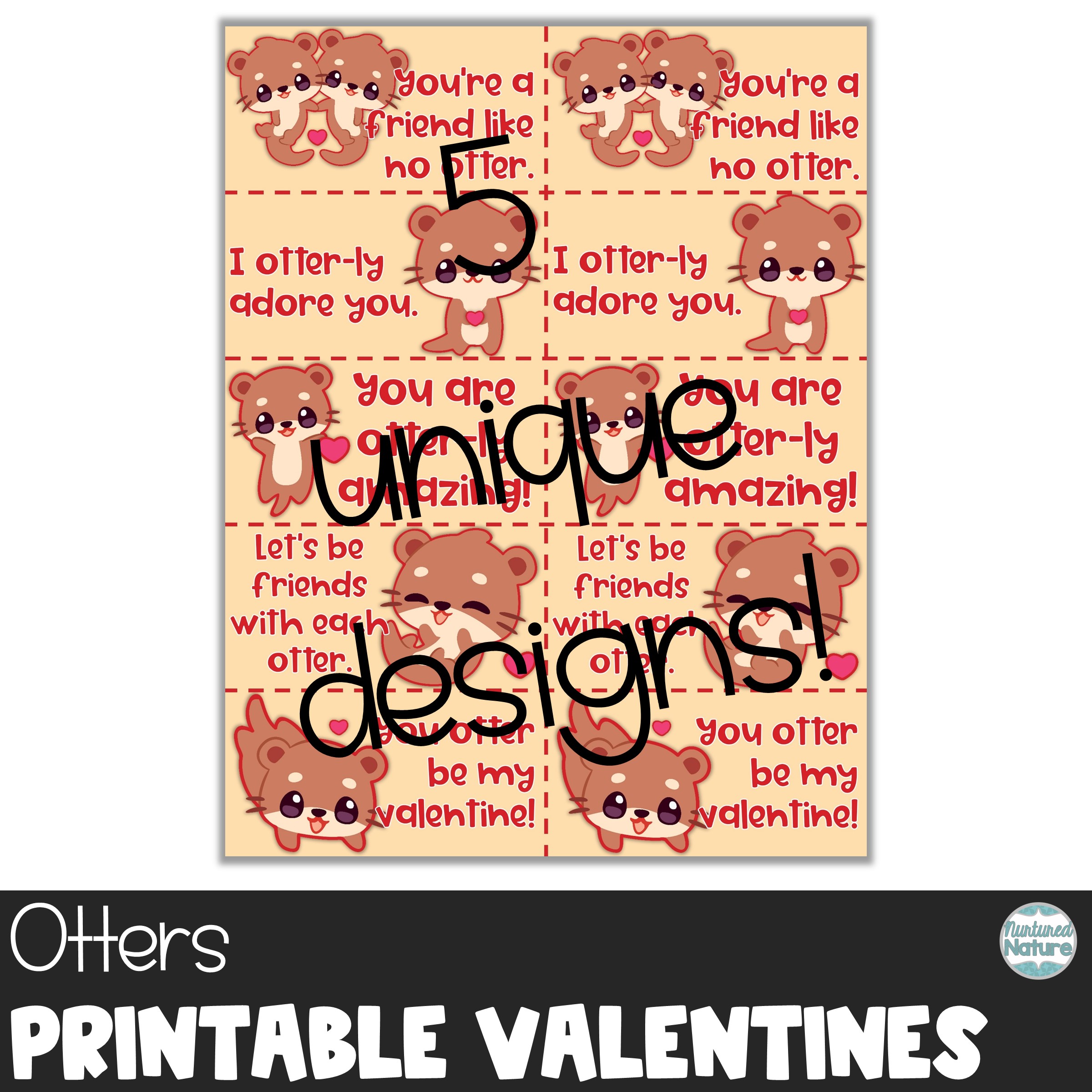 Otter Valentine’s Day Printable Cards for Kids | Made By Teachers