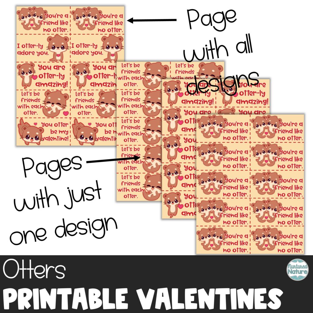 Otter Valentine’s Day Printable Cards for Kids | Made By Teachers