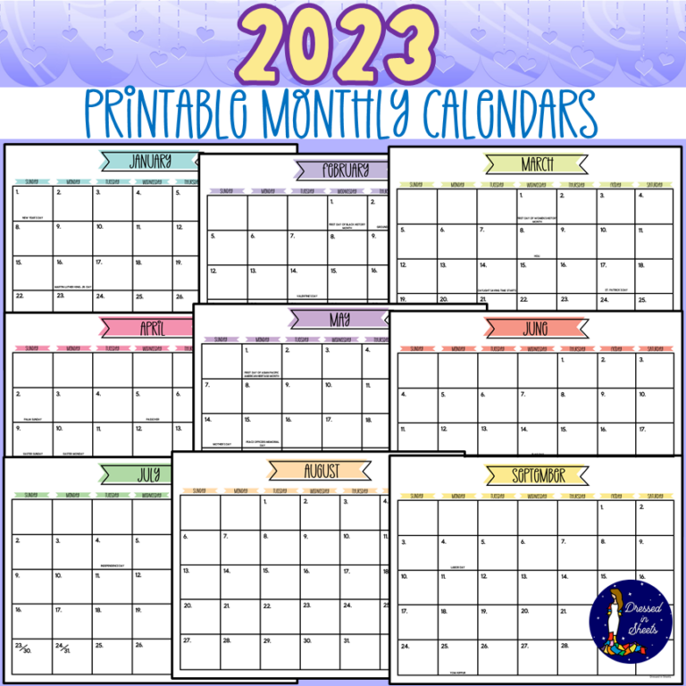 2023 Printable Monthly Calendars | Made By Teachers