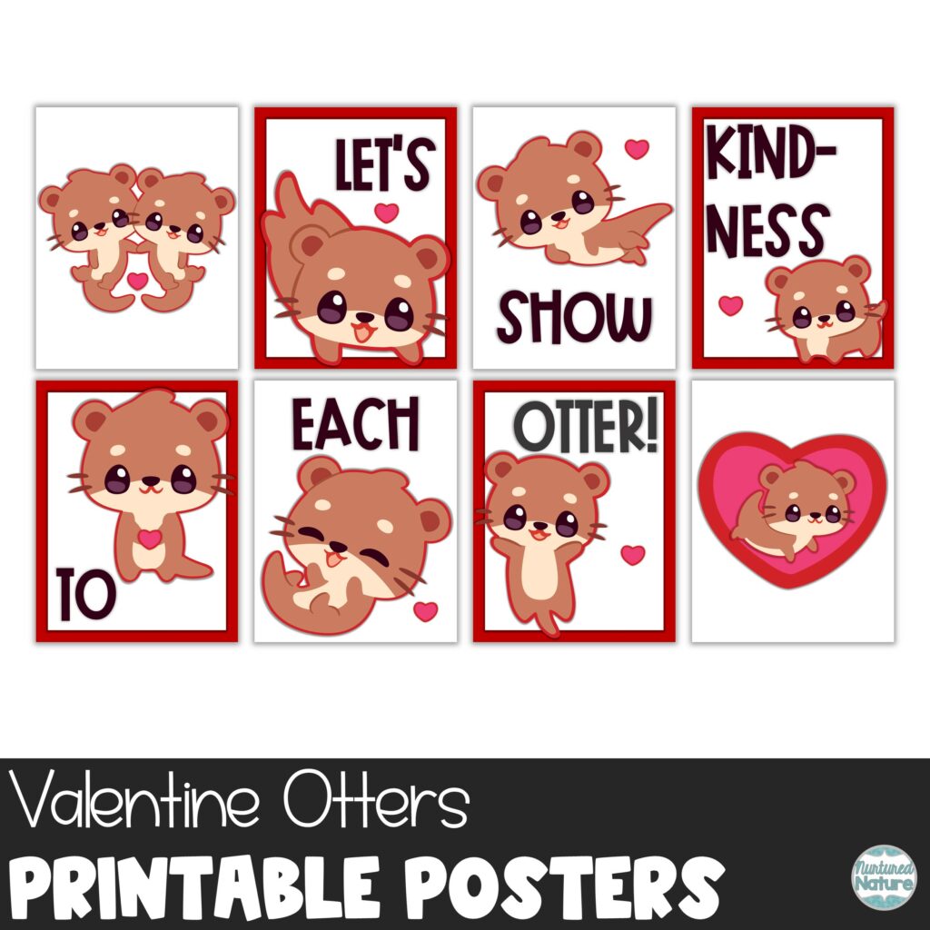 Valentine’s Day Bulletin Board Posters - Easy February Decor Otter ...