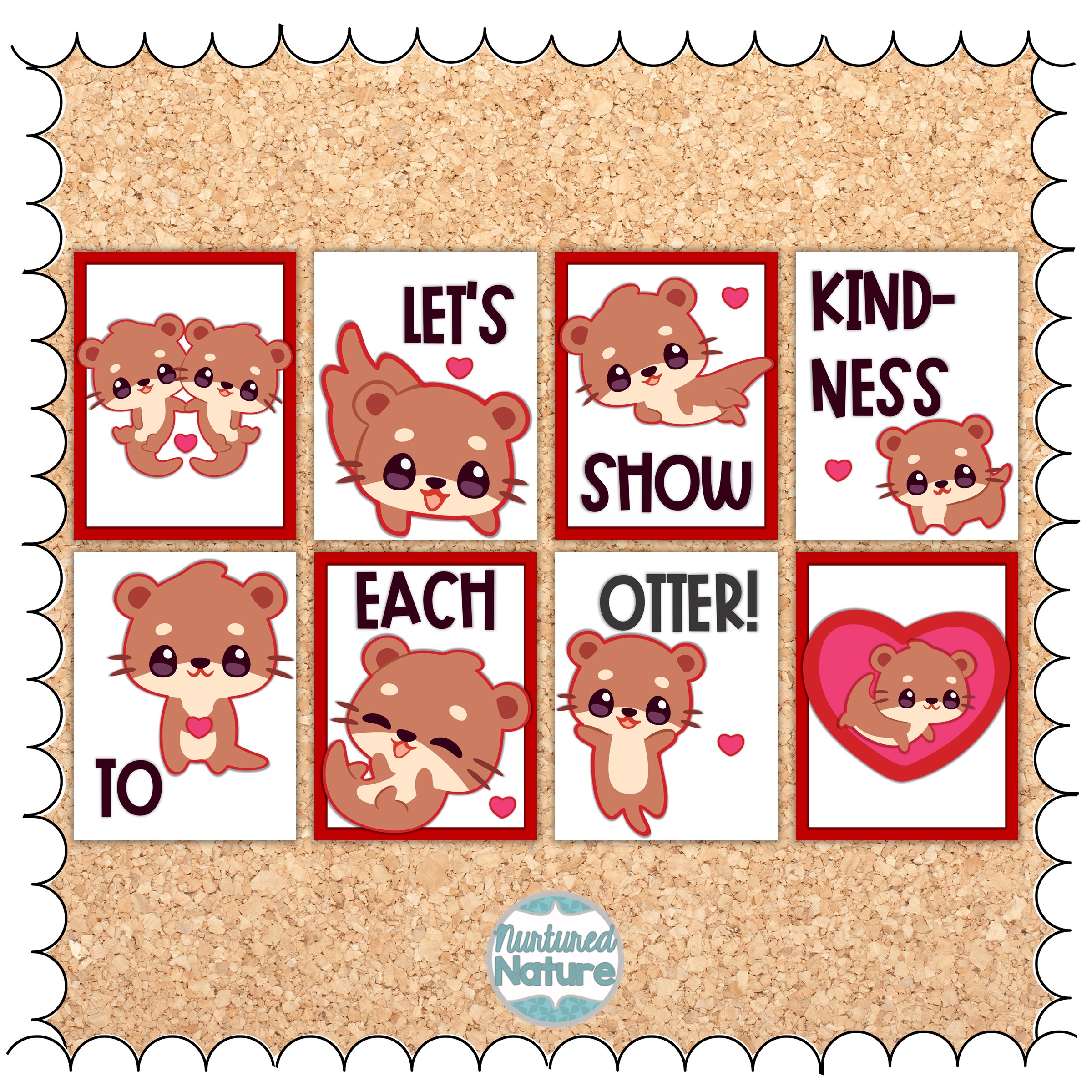 Valentine’s Day Bulletin Board Posters - Easy February Decor Otter ...