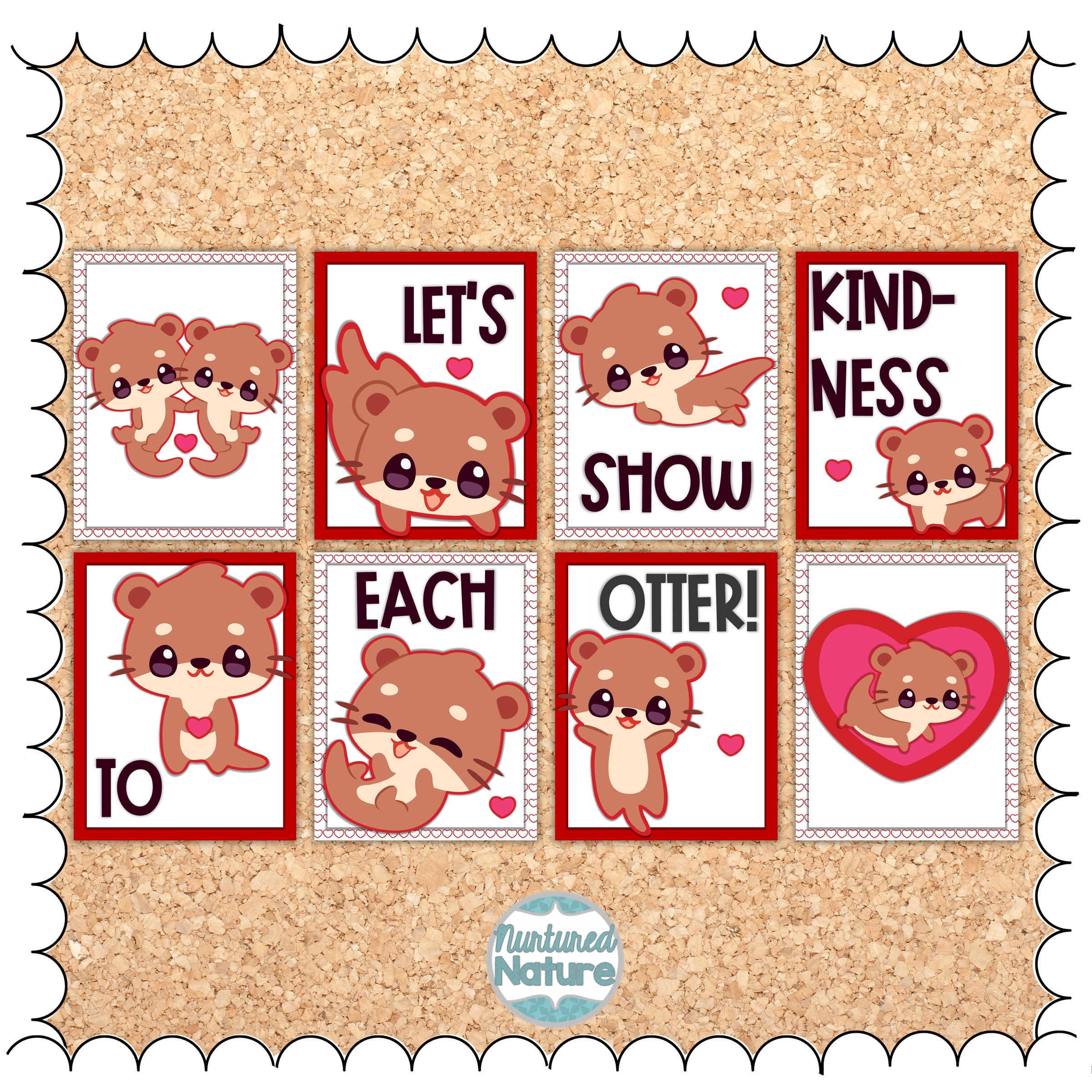 Valentine’s Day Bulletin Board Posters - Easy February Decor Otter ...