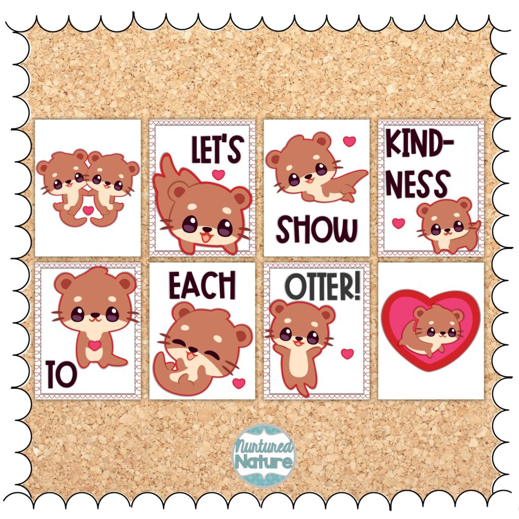 Valentine’s Day Bulletin Board Posters - Easy February Decor Otter ...