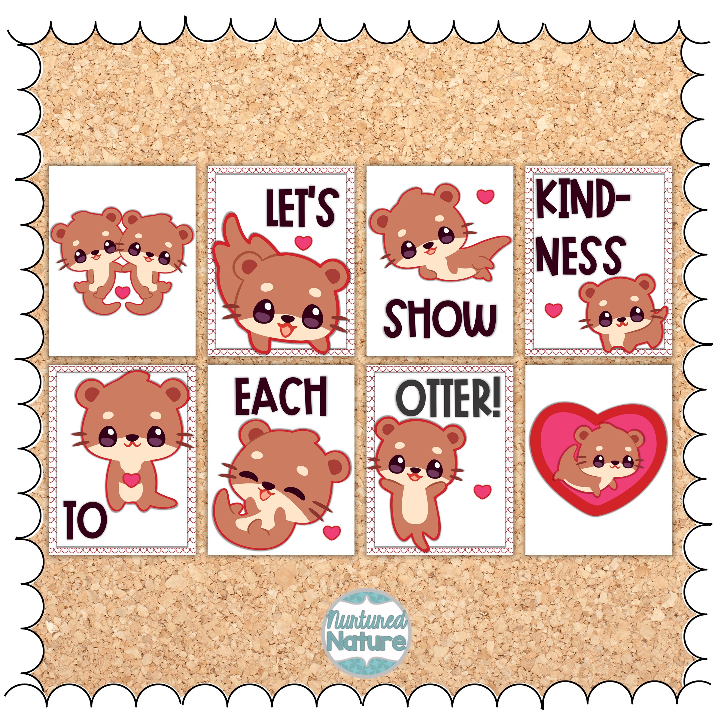 Valentine’s Day Bulletin Board Posters - Easy February Decor Otter ...