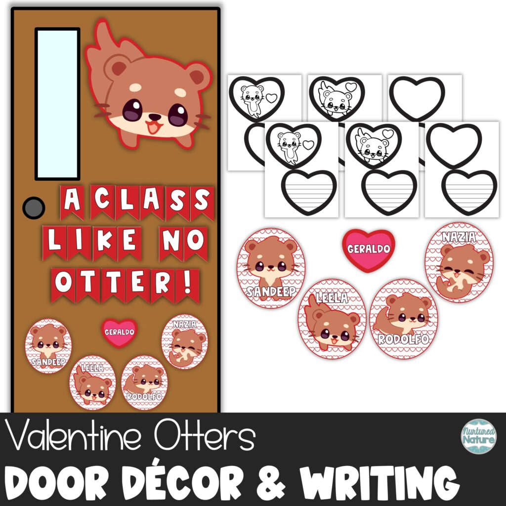 Valentine’s Day Door Display - Otter Bulletin Board with Editable Name ...
