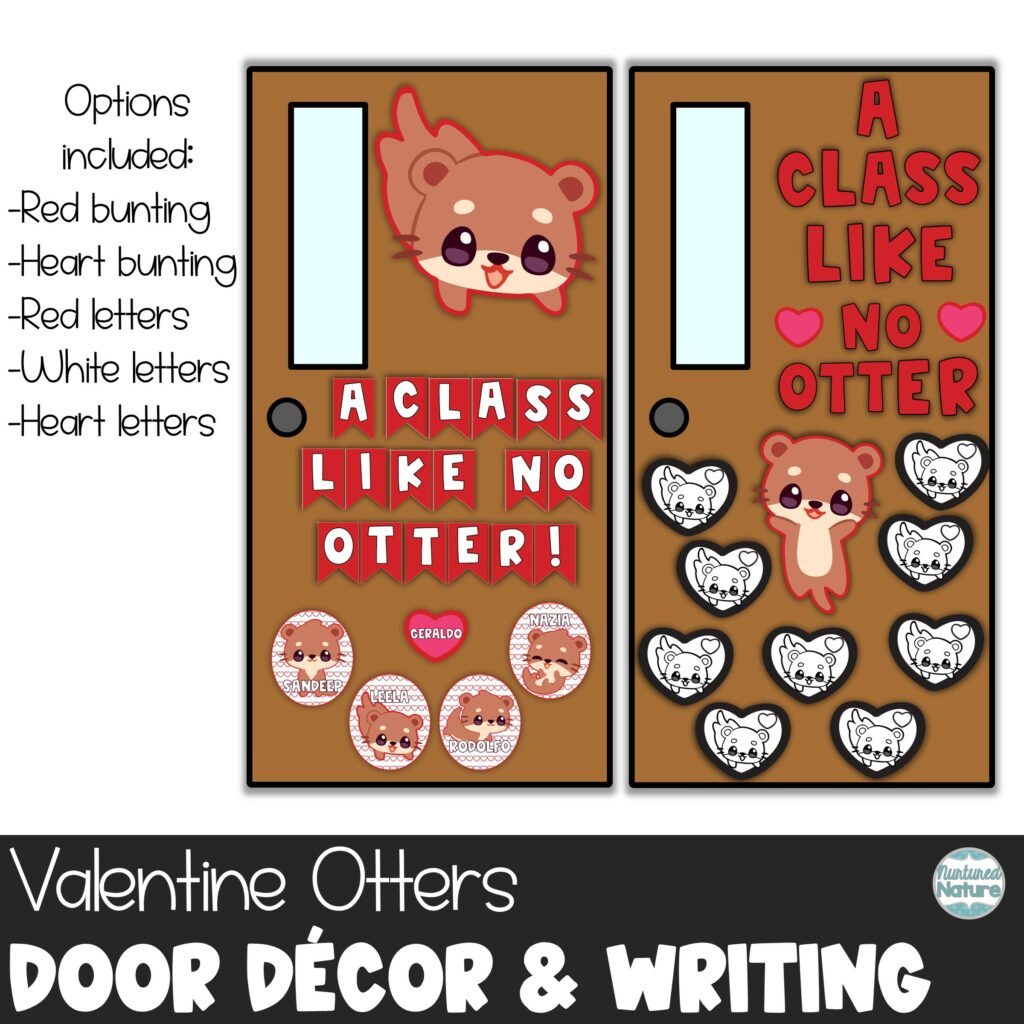 Valentine’s Day Door Display - Otter Bulletin Board with Editable Name ...