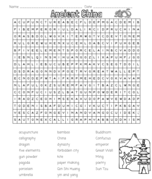 Ancient China Word Search | Made By Teachers