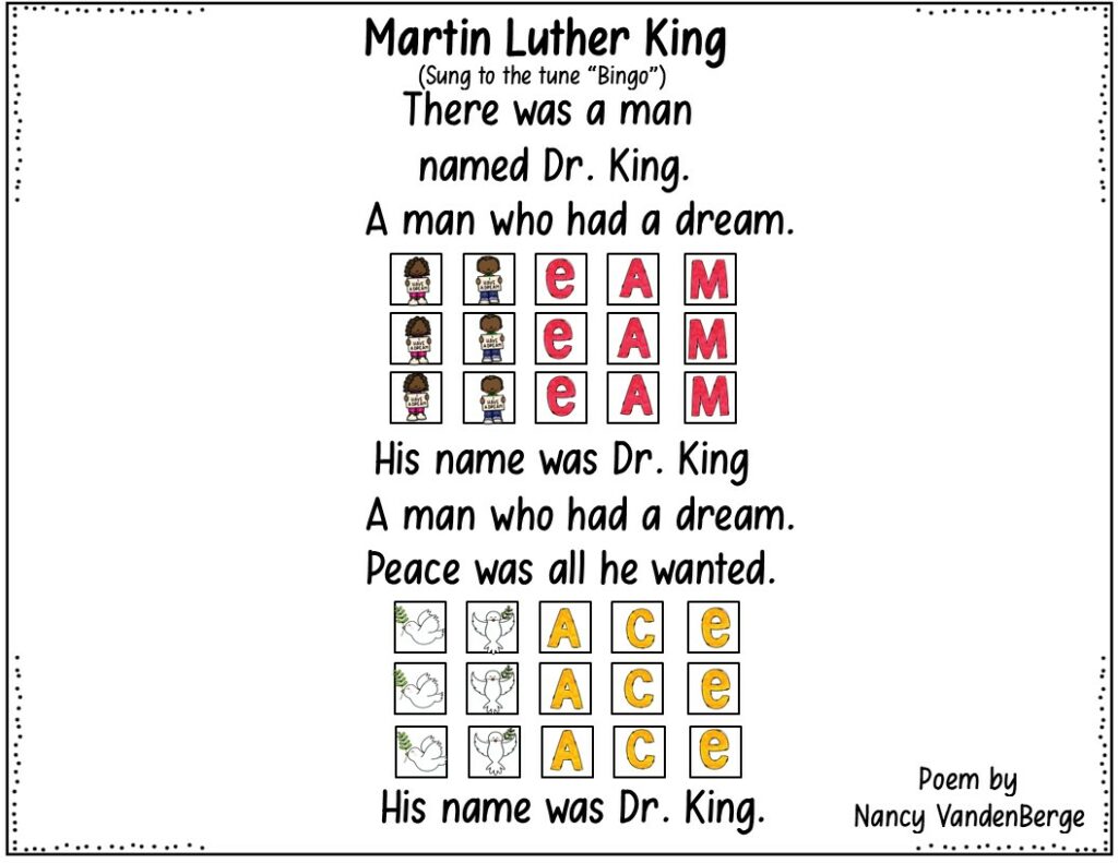 Martin Luther King {Pocket Chart Song} | Made By Teachers