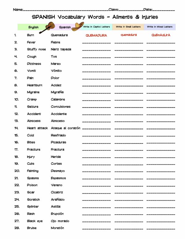 The Ultimate Spanish Vocabulary Word List Column Worksheets Bundle ...