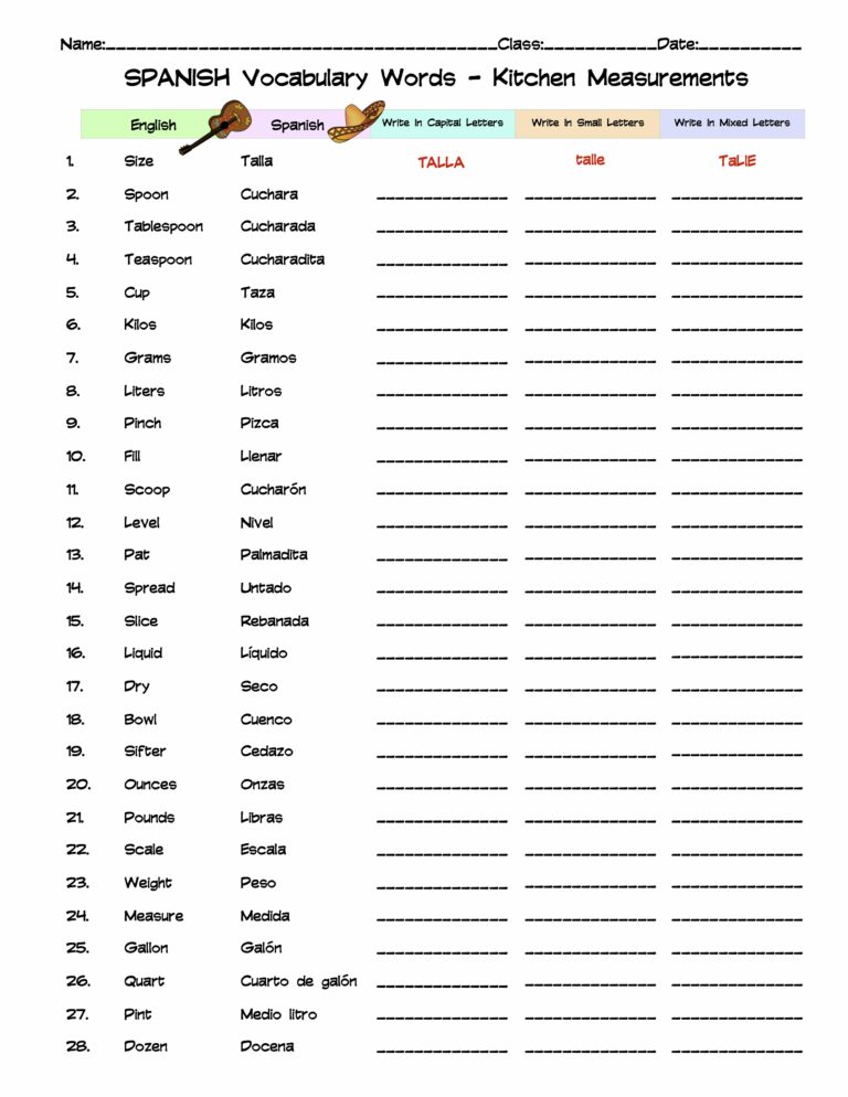 Spanish Vegetables Vocabulary Word List Worksheet & Answer Key | Made ...
