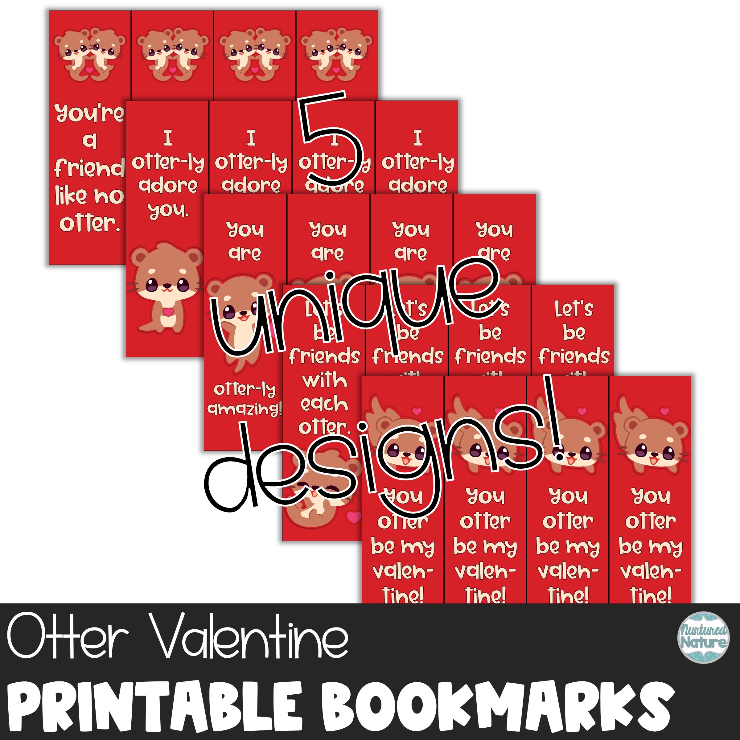 Otter Valentine’s Day Bookmarks - Printable Cards for Students | Made ...