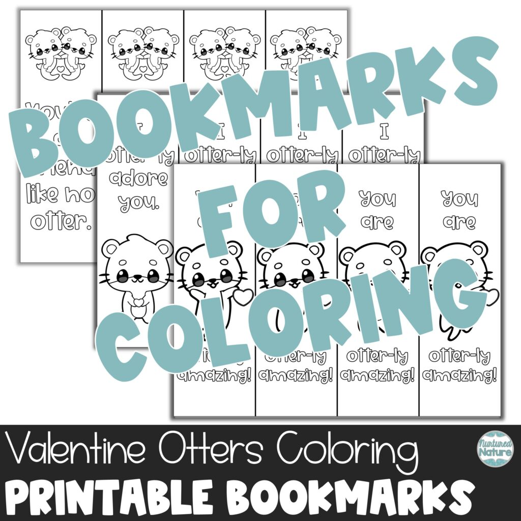 Otter Valentine’s Day Coloring Bookmarks - Printable Cards for Students ...
