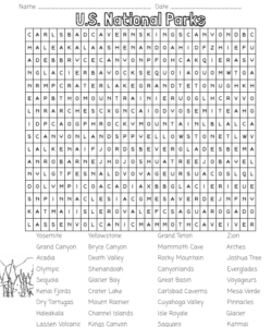 U.S. National Parks Word Search | Made By Teachers