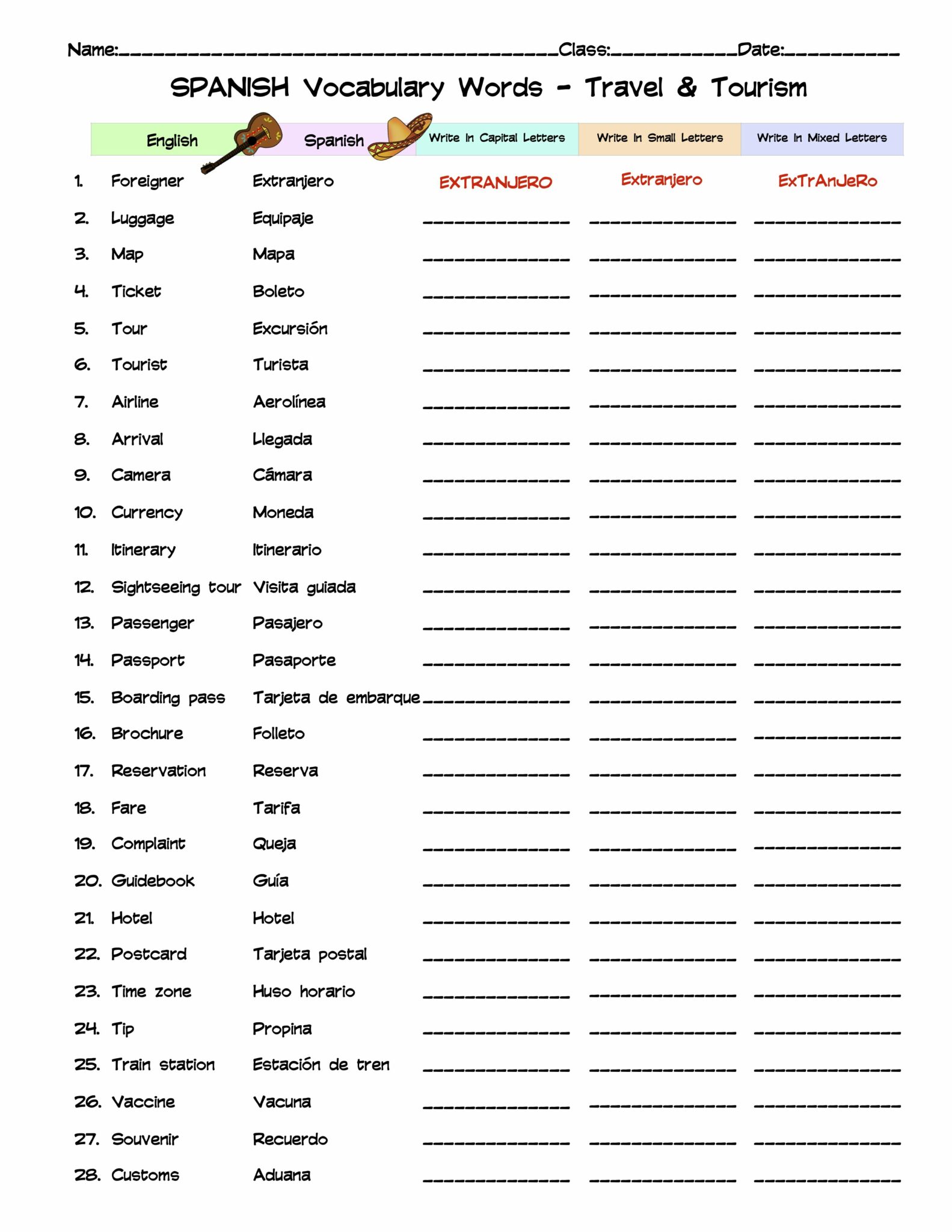 Spanish Sports Equipment Vocabulary Matching Worksheet & Answer Key ...