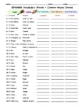Spanish Common House Chores Vocabulary Word List Column Worksheet ...