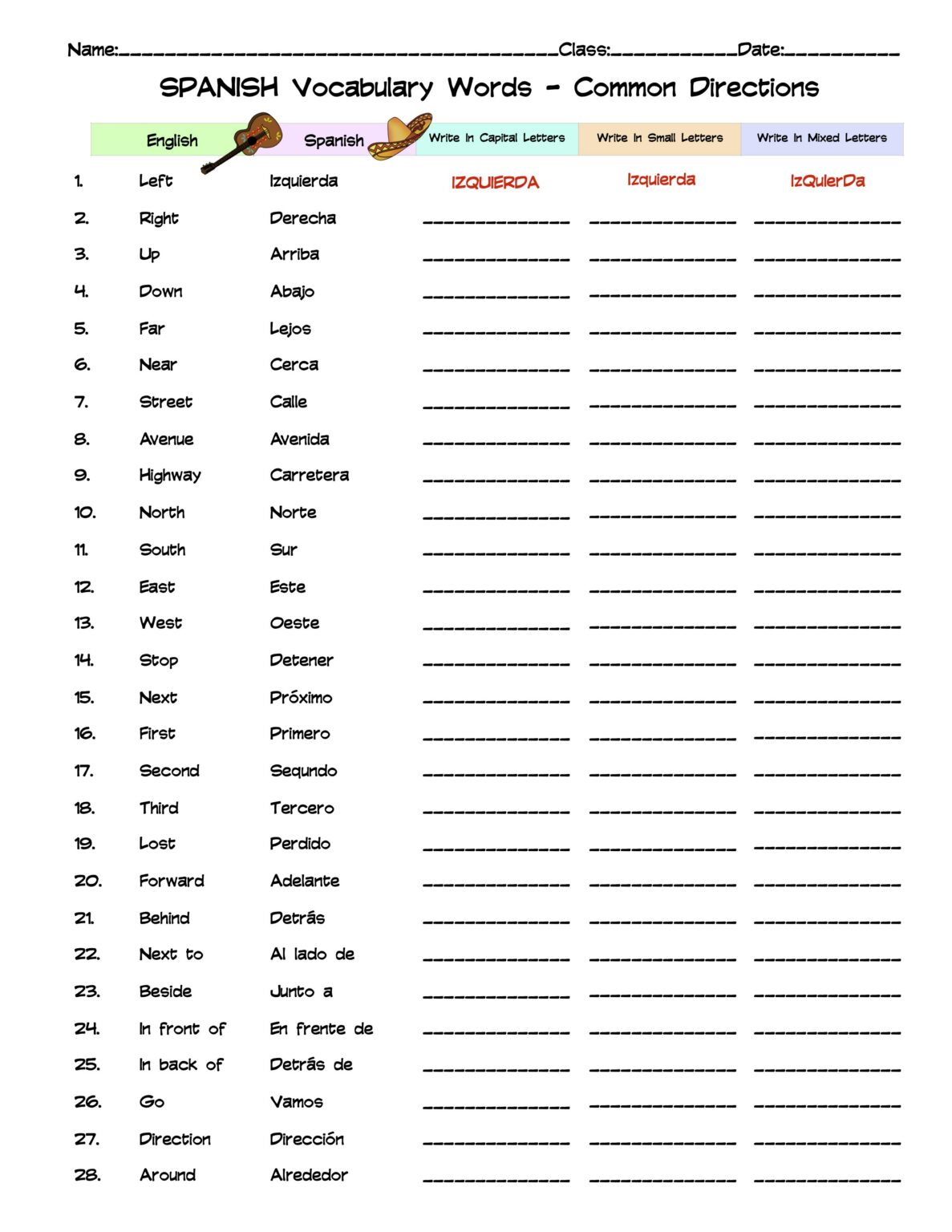 The Ultimate Spanish Vocabulary Word List Column Worksheets Bundle - 130 Pages | Made By Teachers