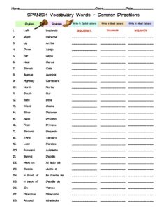 Spanish The Skeleton Vocabulary Word List Column Worksheet | Made By ...