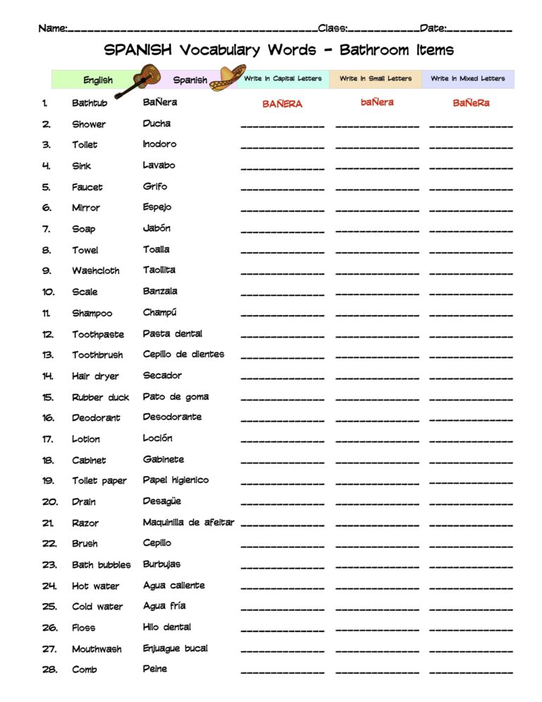 Spanish Airport Vocabulary Word List Worksheet & Answer Key | Made By ...