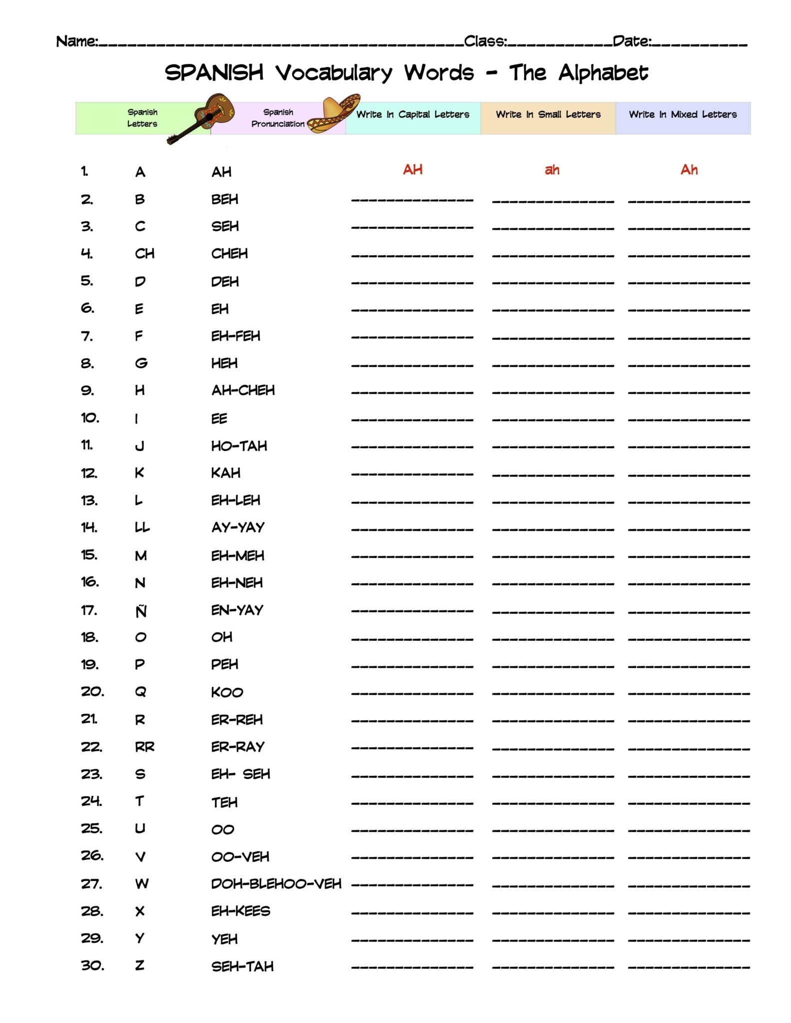 Spanish Grooming & Hygiene Vocabulary Word List Column Worksheet | Made ...