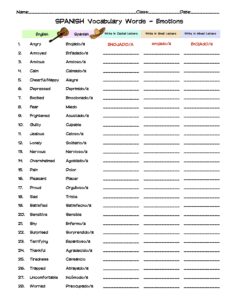 Spanish Beach Words Vocabulary Word List Column Worksheet | Made By ...