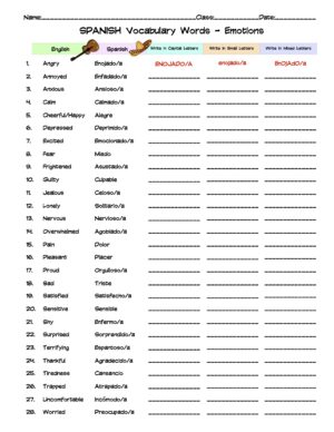 Spanish Beach Words Vocabulary Word List Column Worksheet | Made By ...