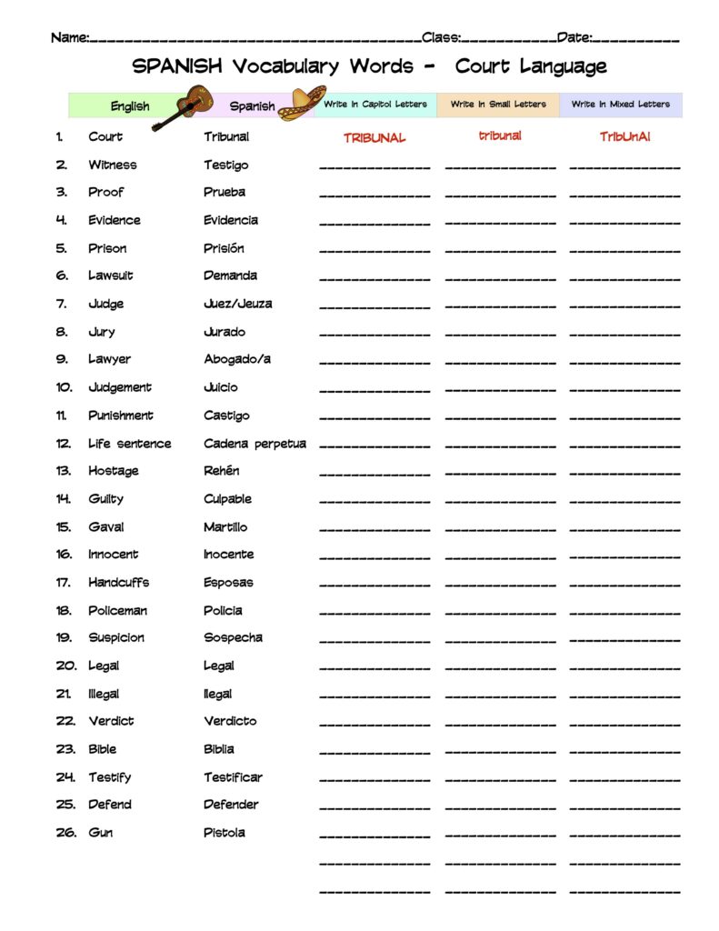 Spanish Medical Illnesses Vocabulary Word List Column Worksheet | Made ...