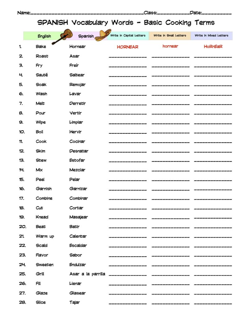 Spanish Family Members Vocabulary Word List Column Worksheet | Made By ...