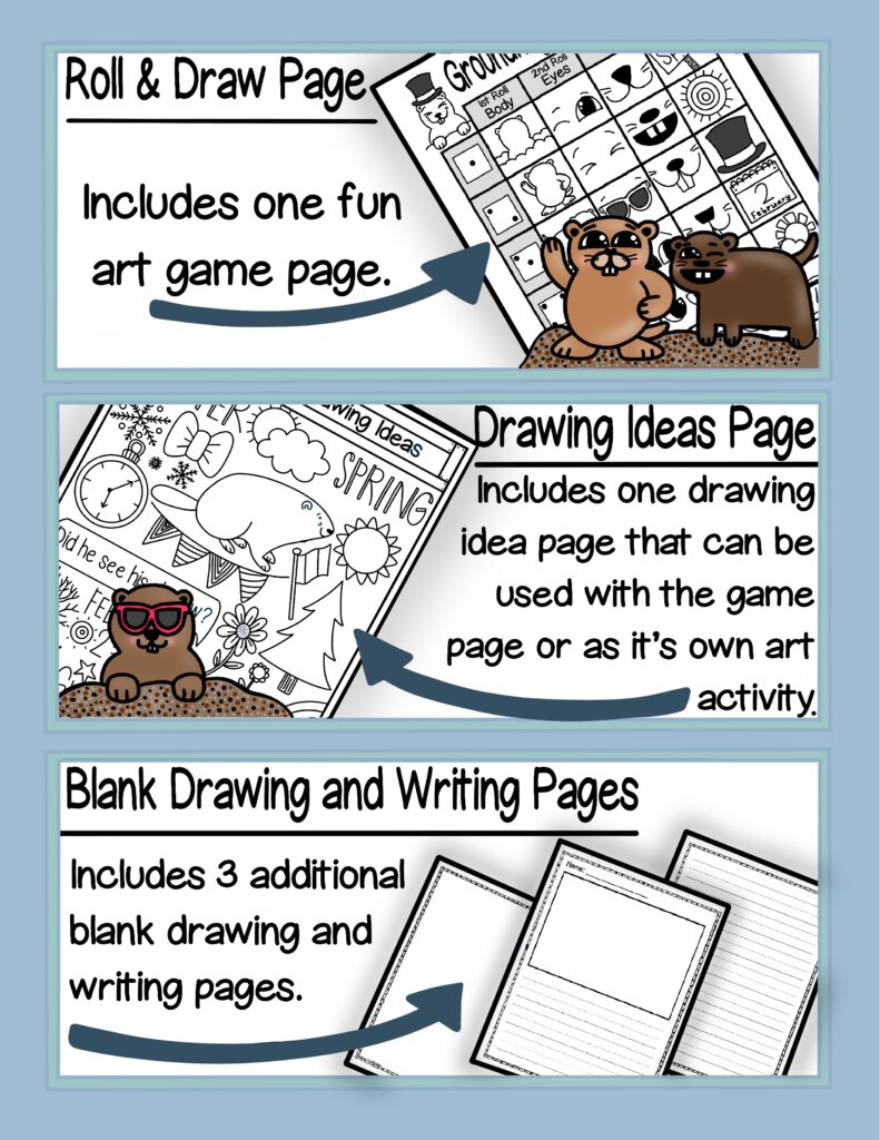 Roll a Groundhog Day Roll and Draw Printable Art Game and Art Sub ...