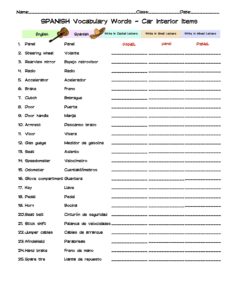 Spanish Sports Equipment Vocabulary Word List Worksheet & Answer Key ...