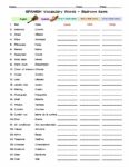 Spanish Food Adjective Vocabulary Word List Column Worksheet | Made By ...