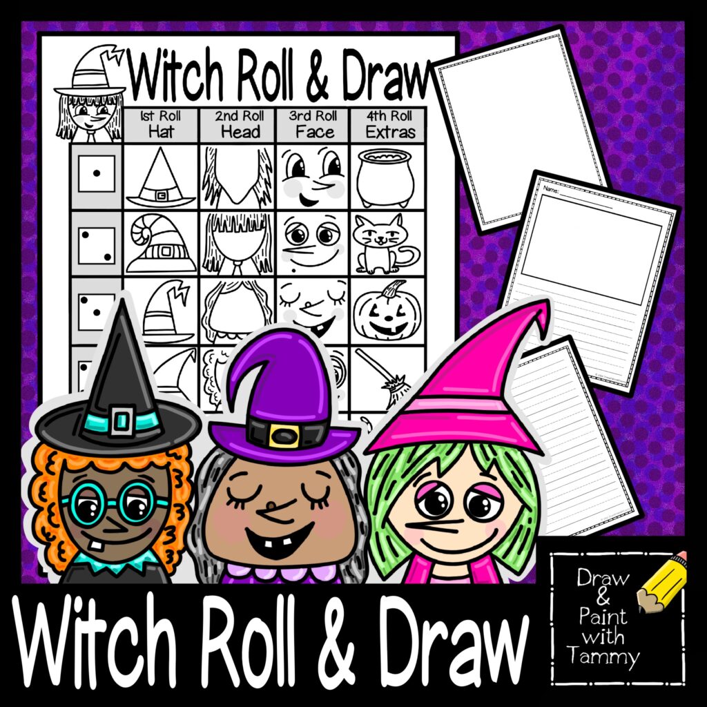 Roll a Witch Halloween Roll and Draw Art Game Art Sub Activity | Made ...