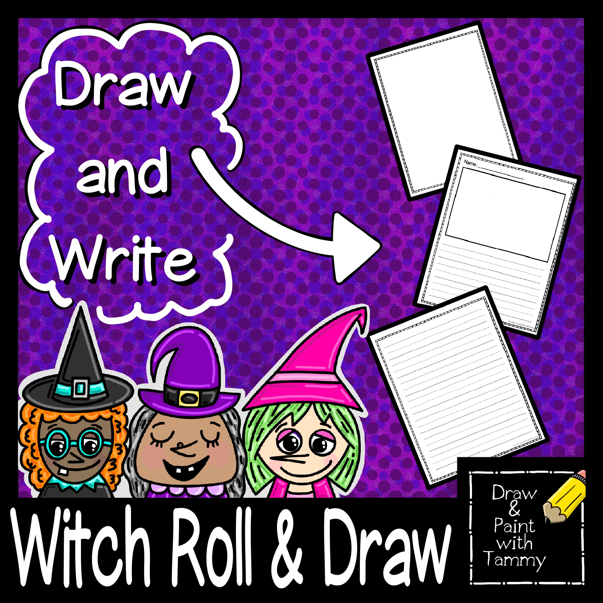 Roll a Witch Halloween Roll and Draw Art Game Art Sub Activity | Made ...