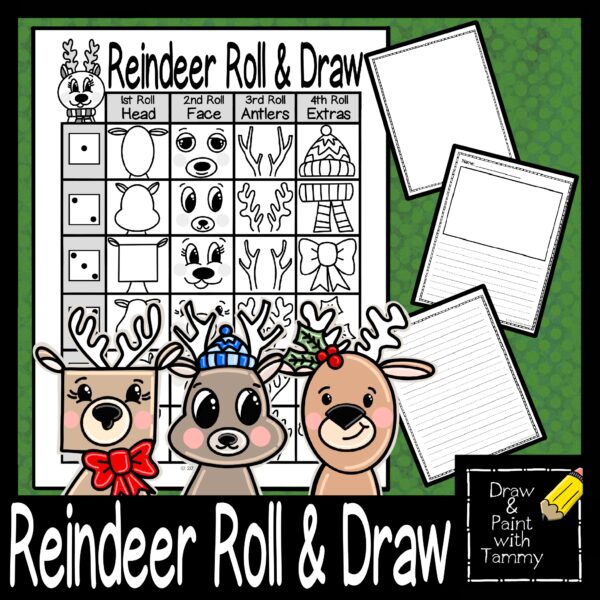 Roll A Reindeer Christmas Roll and Draw Art Game Art Sub Activity ...