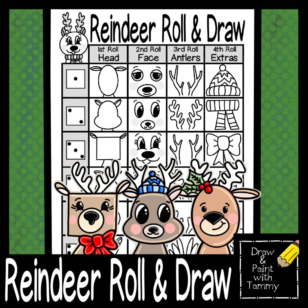 Roll A Reindeer Christmas Roll and Draw Art Game Art Sub Activity ...