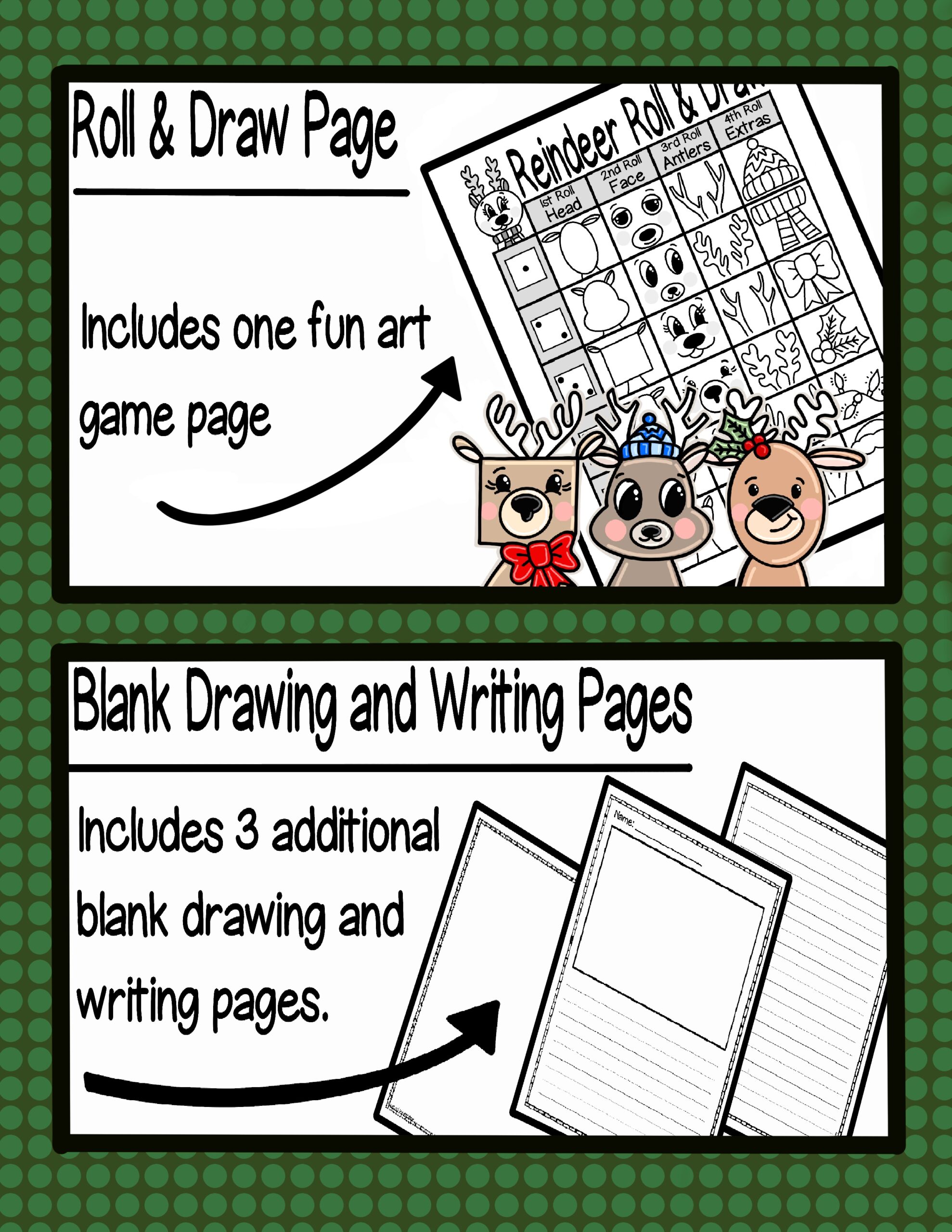Roll A Reindeer Christmas Roll and Draw Art Game Art Sub Activity ...