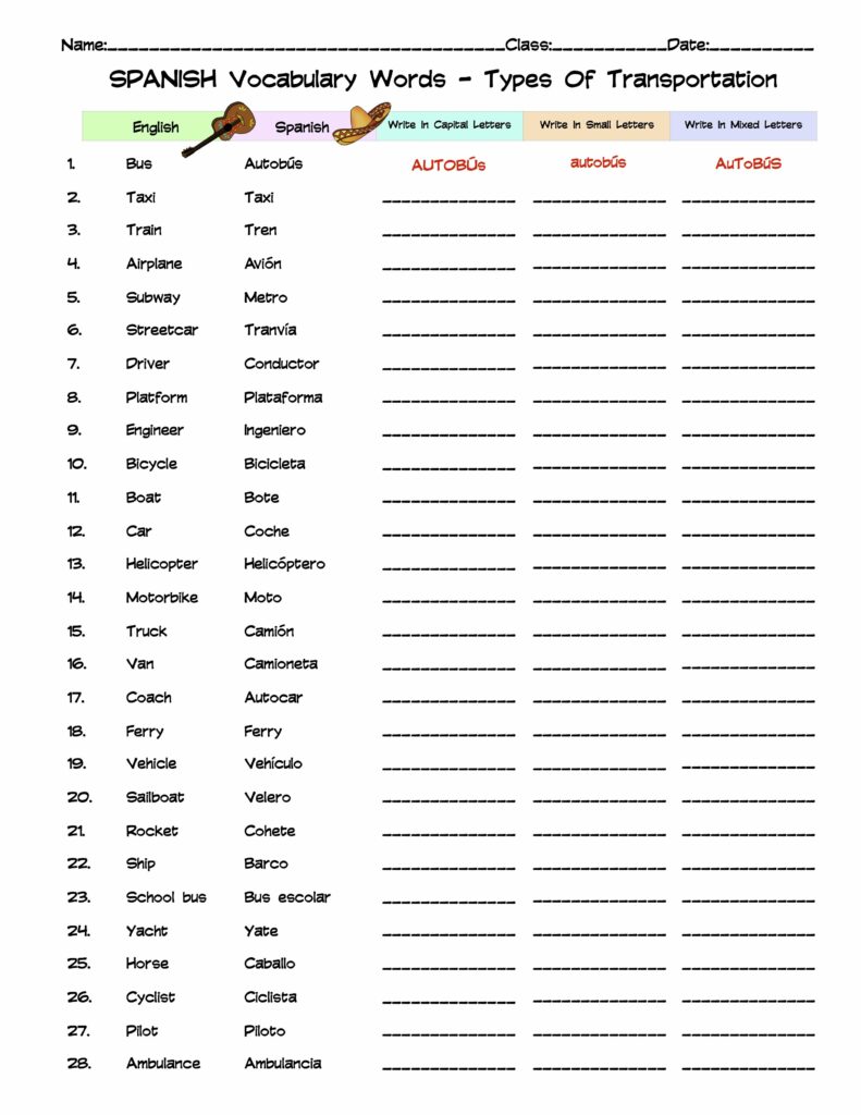 Spanish Gas Station Vocabulary Matching Worksheet & Answer Key | Made ...