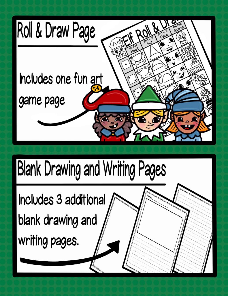 Roll An Elf Christmas Roll and Draw Art Game Art Sub Activity | Made By ...