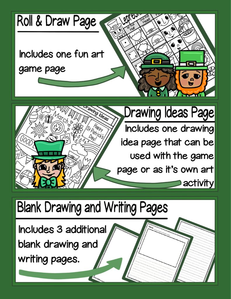 Roll A Leprechaun St. Patrick’s Day Roll and Draw Art Game Art Sub ...