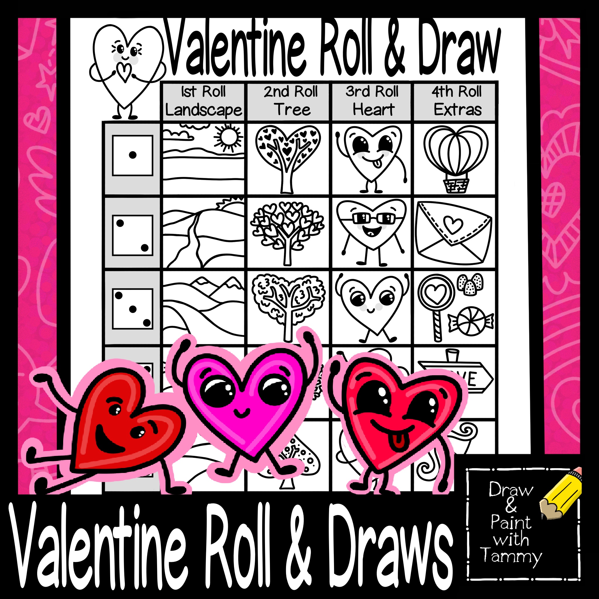 Roll a Valentine House Heart Landscape Roll And Draw Art Game Sub ...