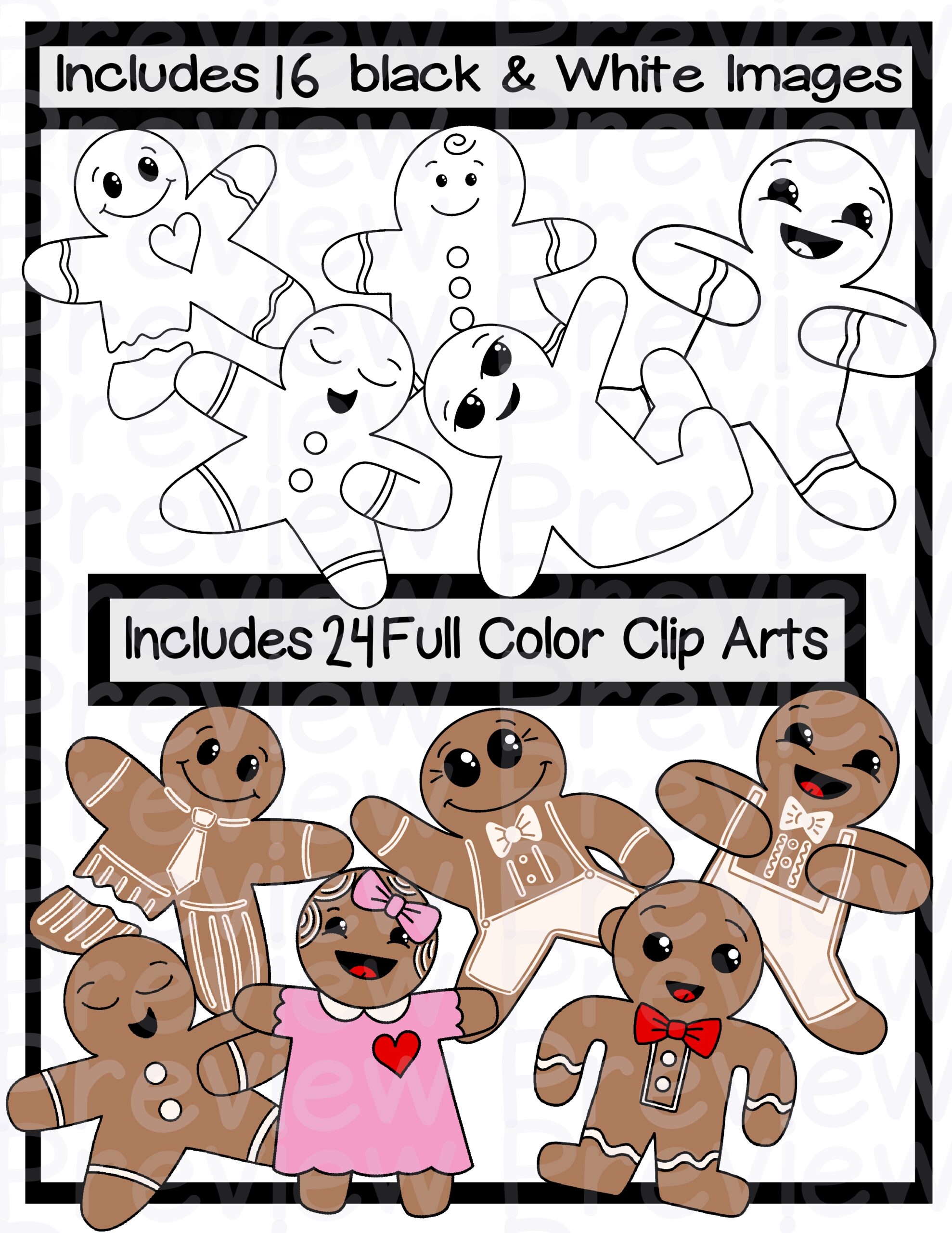 Gingerbread Man Christmas Cookie Clip Arts Printable PDF | Made By Teachers