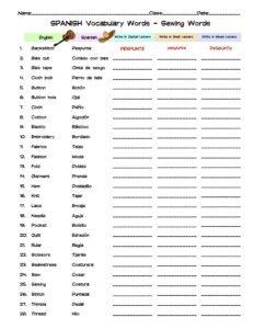Spanish Daily Routines Vocabulary Word List Worksheet & Answer Key ...