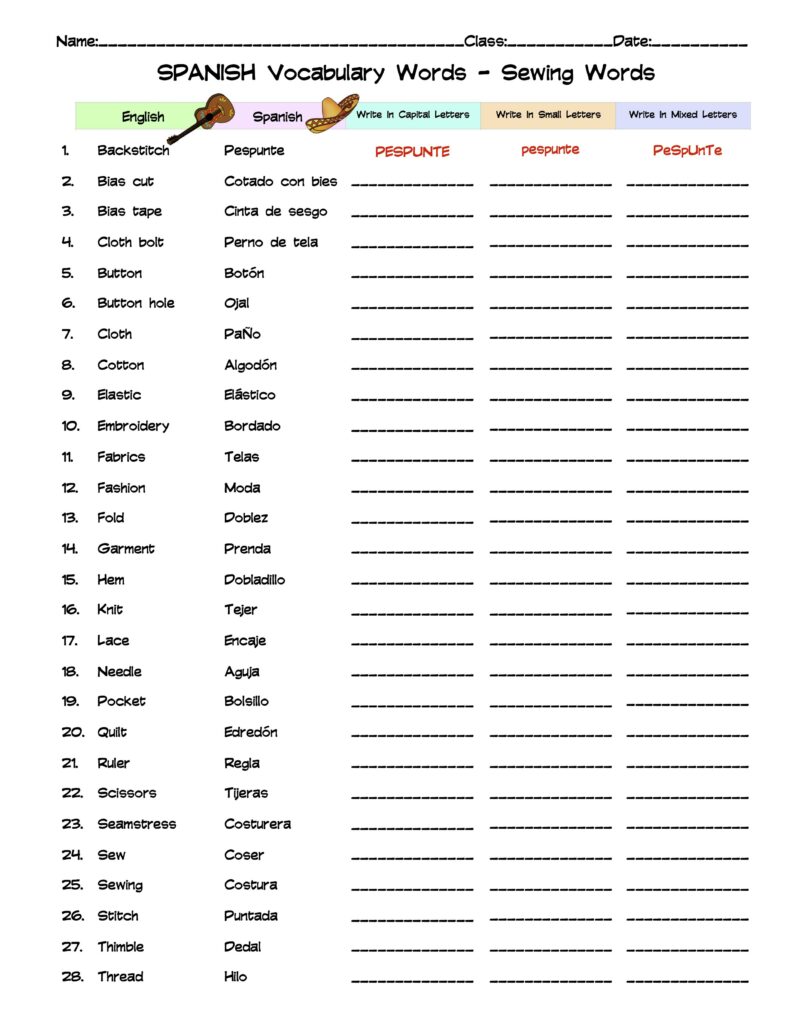 Spanish Head & Face Vocabulary Word List Worksheet & Answer Key | Made ...