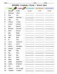 Spanish School Items Vocabulary Word List Column Worksheet | Made By ...
