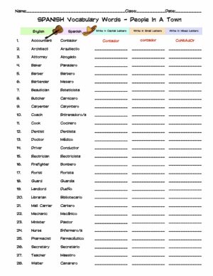 Spanish Common Directions Vocabulary Matching Worksheet & Answer Key ...